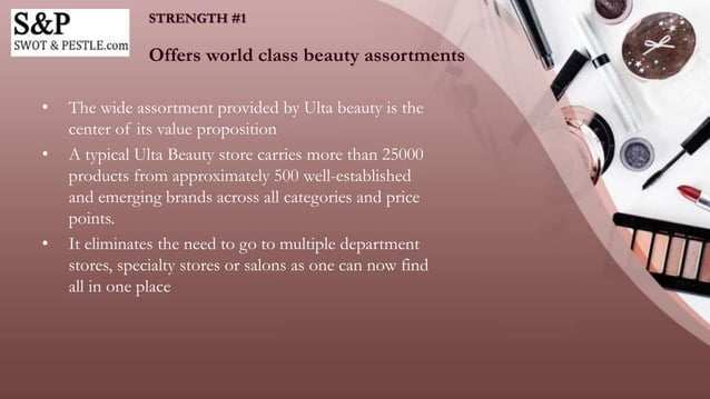 How to do UltaBeauty SWOT Analysis? Strengths, Weaknesses, Opportunities and Threats decoded. | PPT
