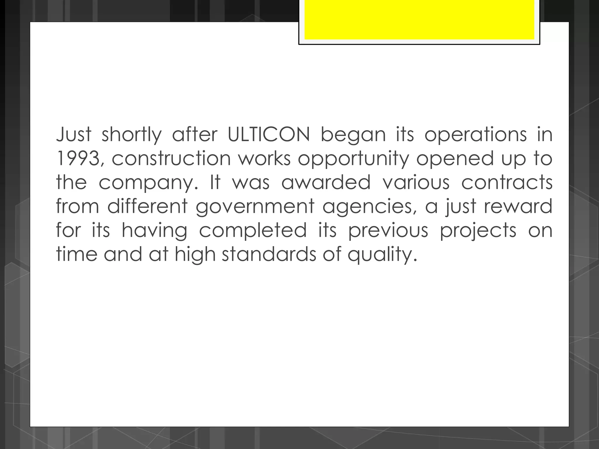 Ulticon Builders Incorporated: Company Profile | PPTX