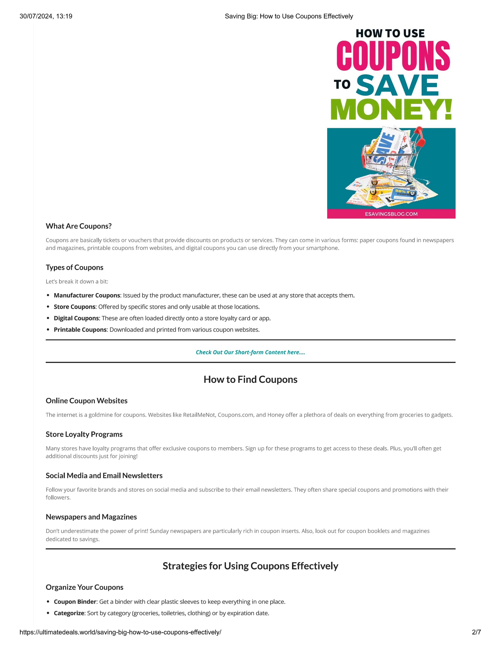 Saving Big: How to Use Coupons Effectively | PDF