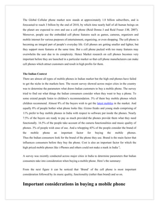 A survey (Marketing Research) of what customers want in a cell phone ...