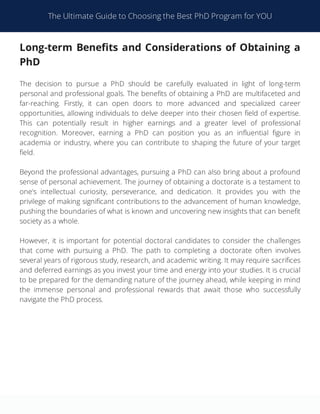 Ultimate Guide For Choosing the Best PhD for You.pdf | Postgraduate Education | College Education