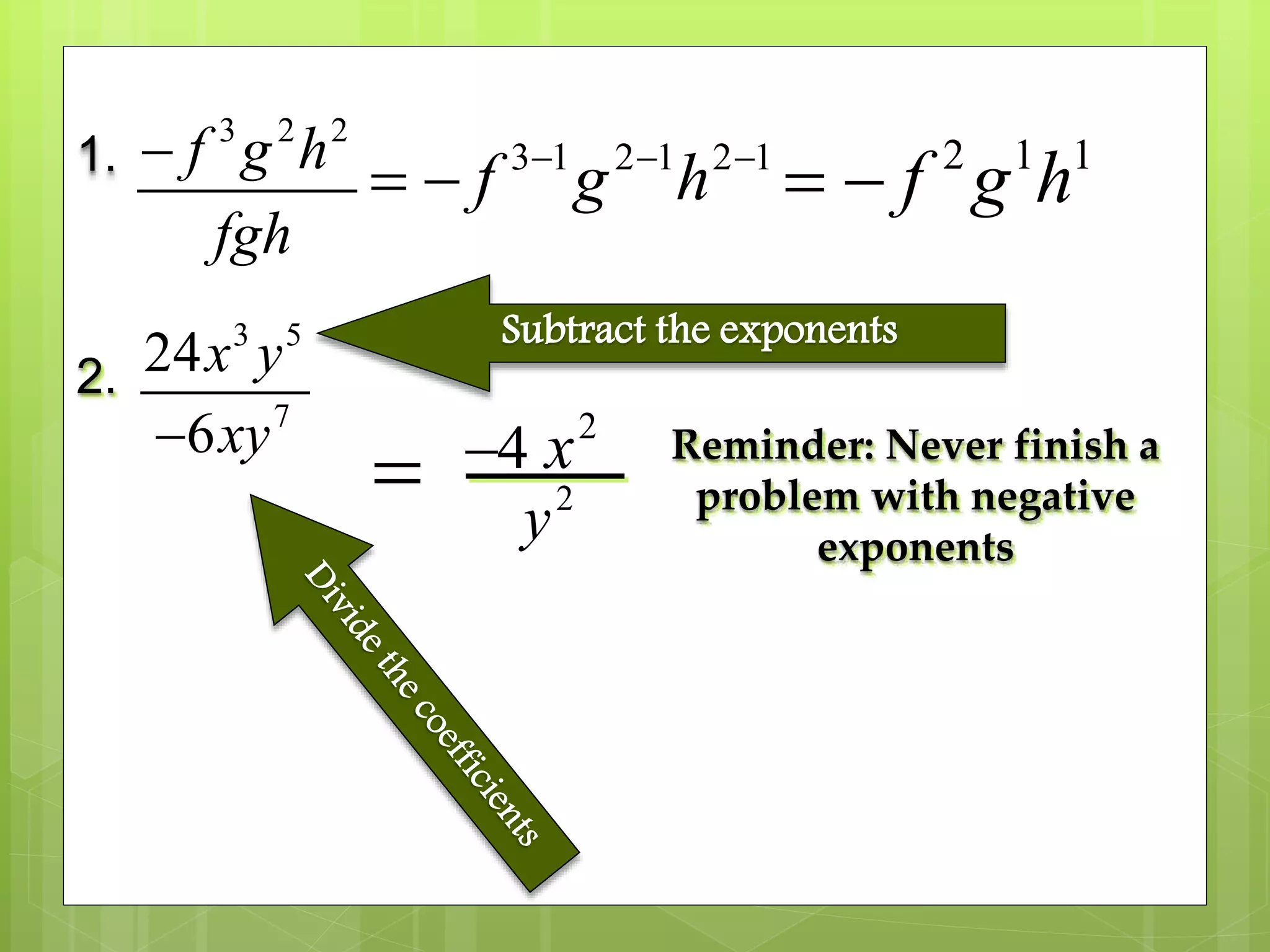 Ultimate guide monomials exponents | PPTX