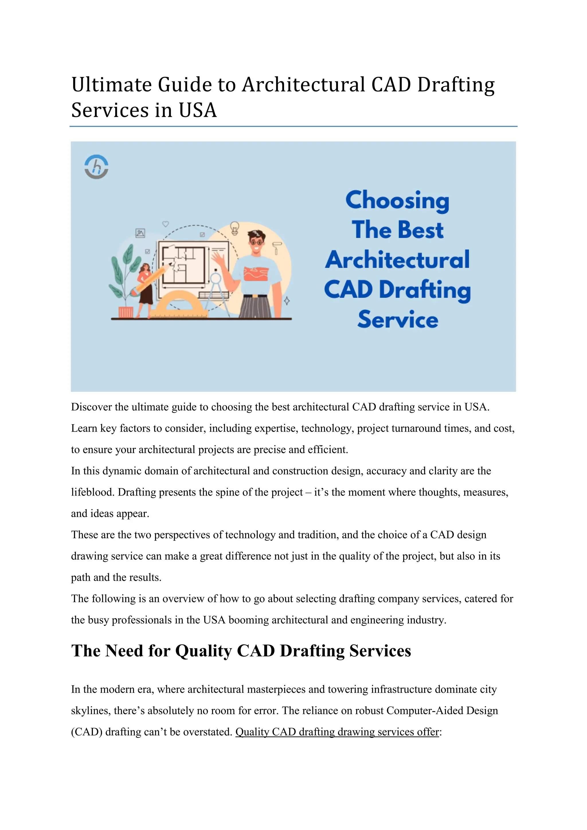 Ultimate Guide to Architectural CAD Drafting Services in USA | PDF
