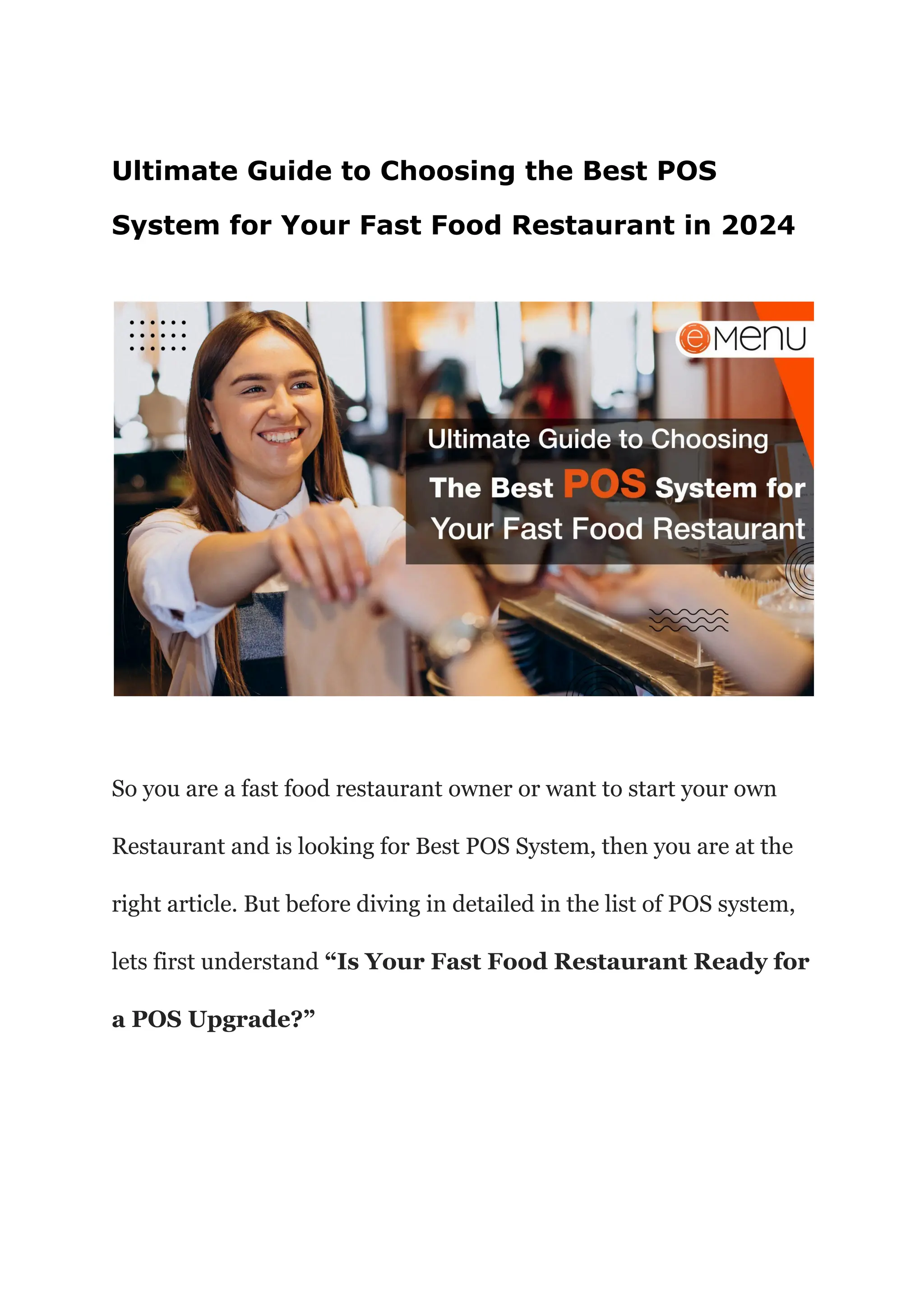Ultimate Guide to Choosing the Best POS System for Your Fast Food ...