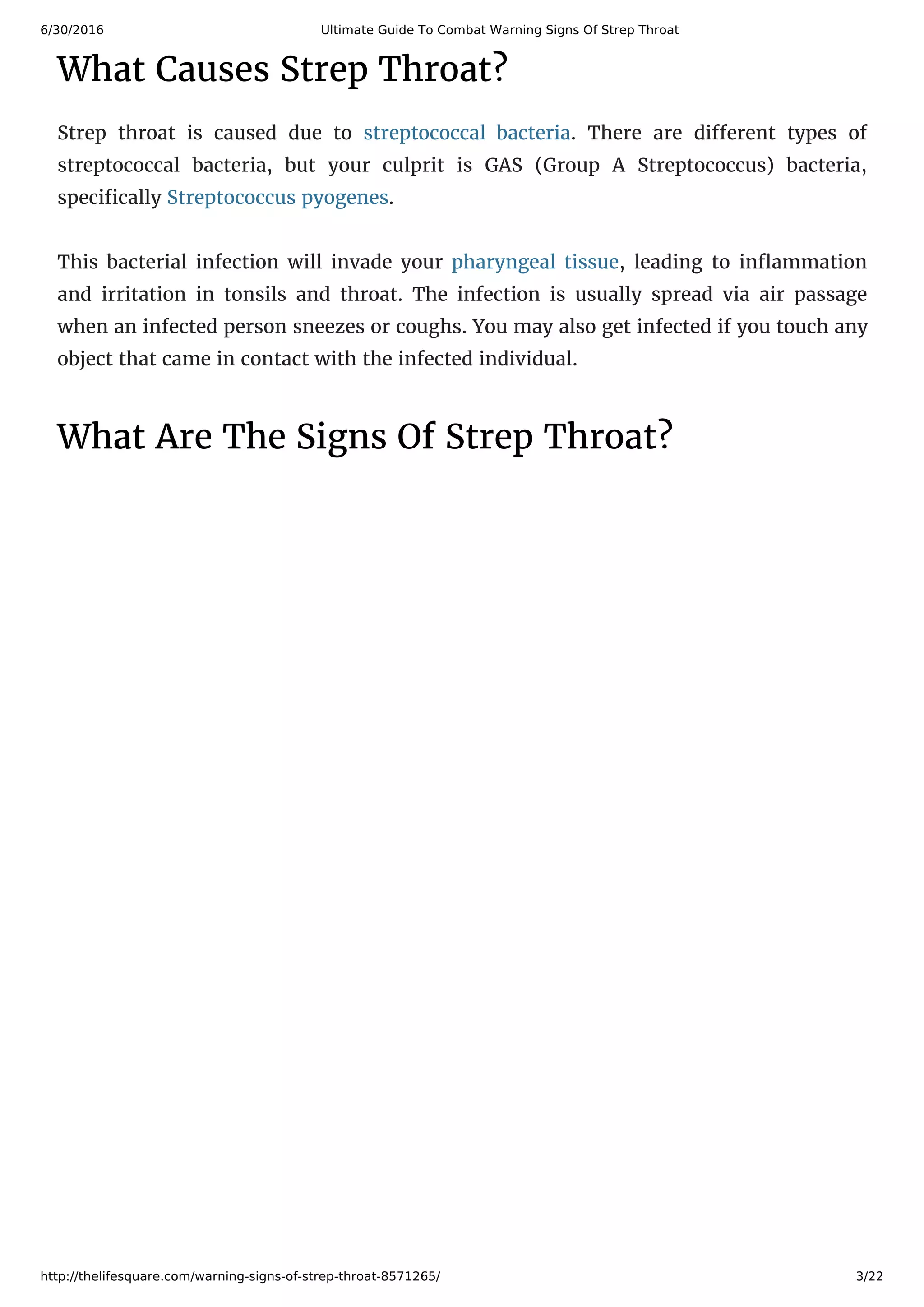 Ultimate Guide To Combat Warning Signs Of Strep Throat | PDF