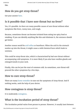 Ultimate Guide To Combat Warning Signs Of Strep Throat | PDF