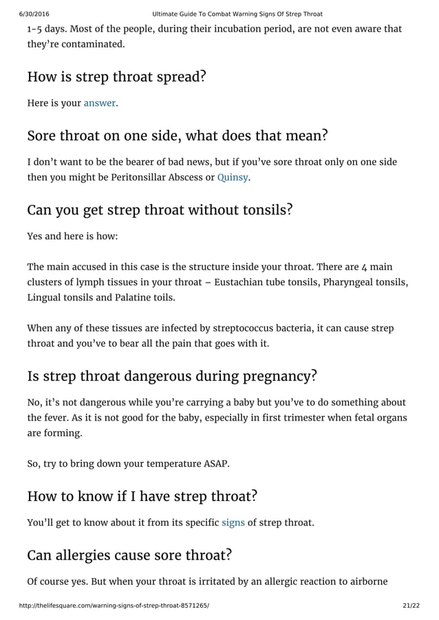 Ultimate Guide To Combat Warning Signs Of Strep Throat | PDF
