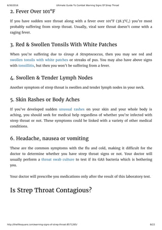 Ultimate Guide To Combat Warning Signs Of Strep Throat | PDF