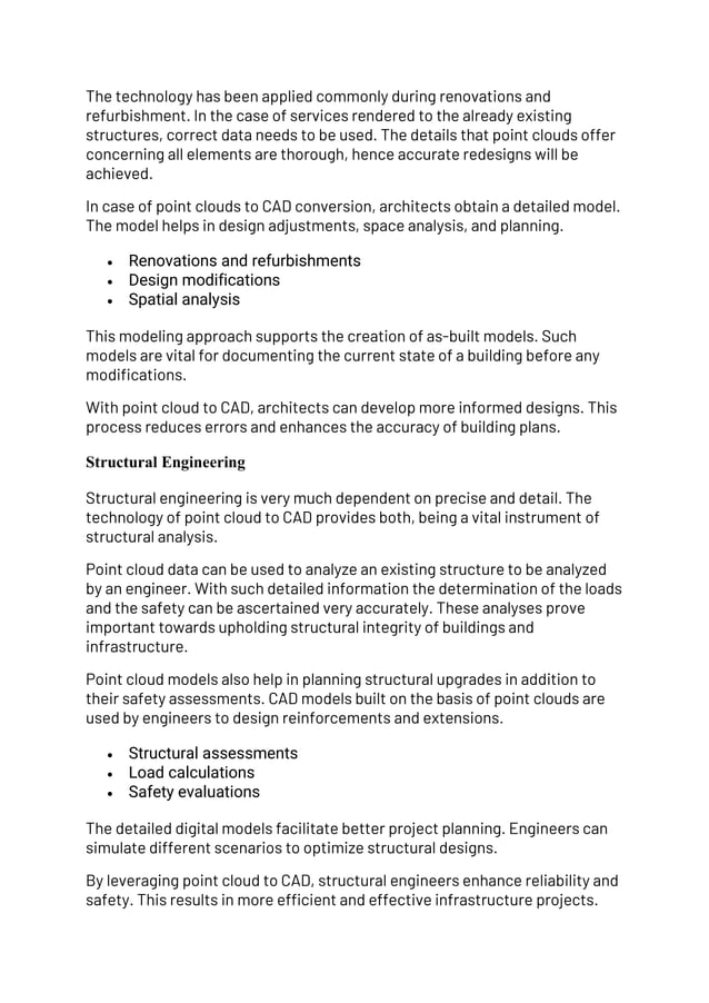 Ultimate Guide to Converting Point Clouds to CAD Services. | PDF
