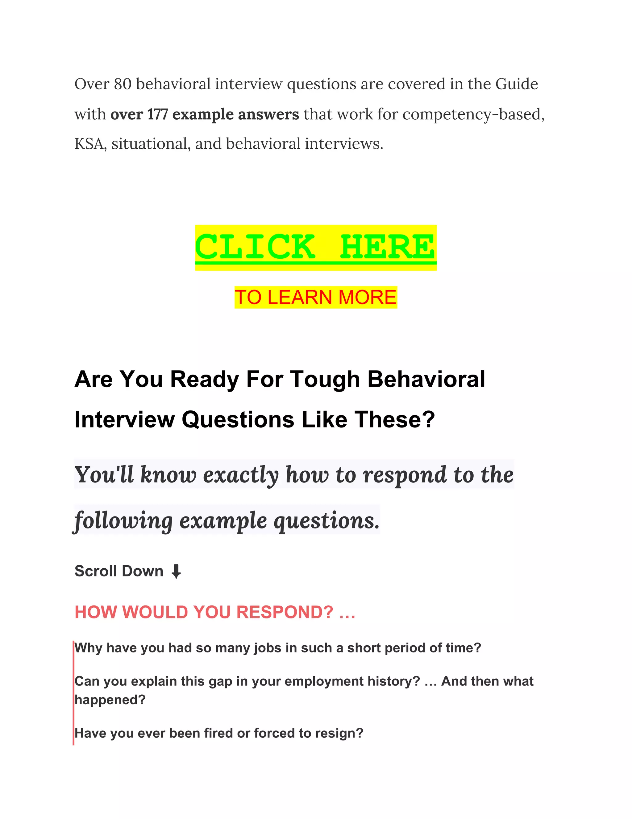 Ultimate Guide To Job Interview Answers | PDF