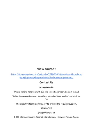 Ultimate Guide to Laravel Deployment: Why You Should Hire Laravel Programmers | PDF