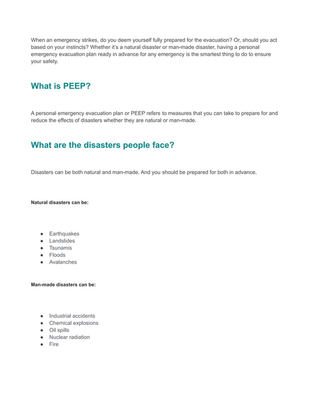 Ultimate Guide to Personal Emergency Evacuation Plan (PEEP) | PDF ...