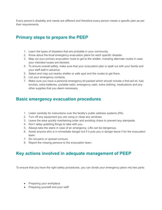 Ultimate Guide to Personal Emergency Evacuation Plan (PEEP) | PDF ...