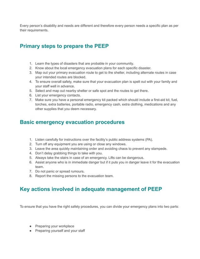Ultimate Guide to Personal Emergency Evacuation Plan (PEEP) | PDF ...