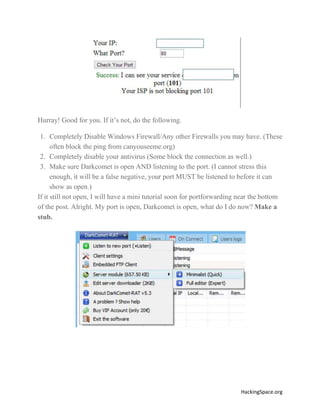 Step by Step on How to Setup DarkComet | DOCX