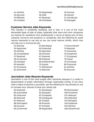 Ultimate List of 500 Resume Keywords | PDF