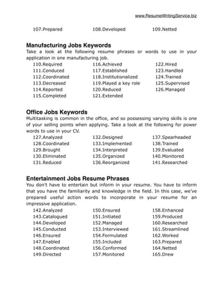 Ultimate List of 500 Resume Keywords | PDF