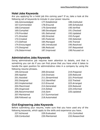 Ultimate List of 500 Resume Keywords | PDF