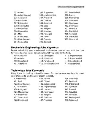 Ultimate List of 500 Resume Keywords | PDF
