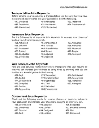 Ultimate List of 500 Resume Keywords | PDF