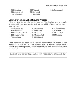 Ultimate List of 500 Resume Keywords | PDF