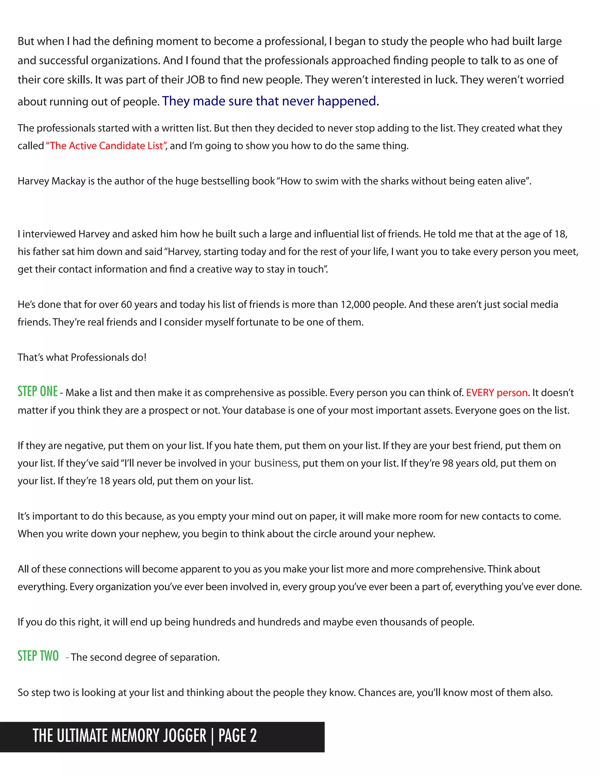 Ultimate Memory Jogger | PDF