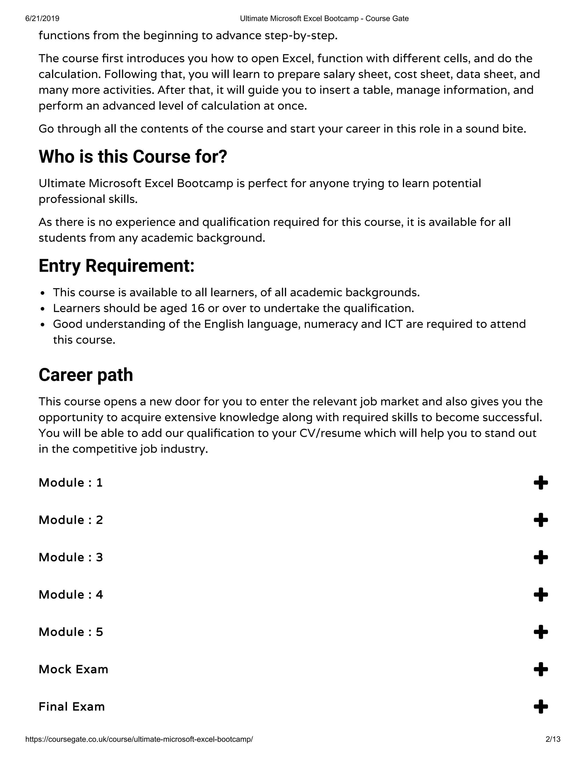 Ultimate Microsoft Excel Bootcamp - Course Gate | PDF Ultimate Microsoft Excel Bootcamp - Course Gate | PDF