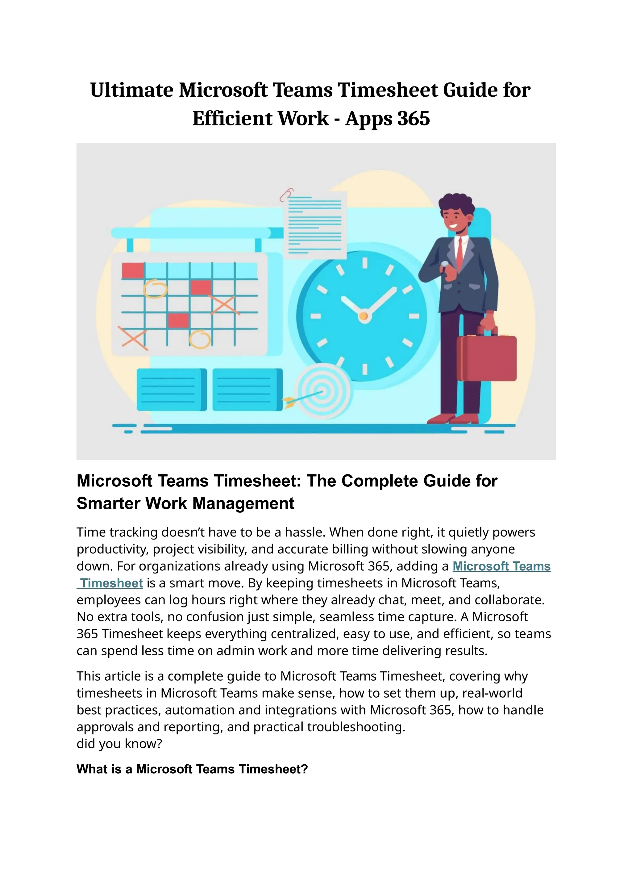 Ultimate Microsoft Teams Timesheet Guide for Efficient Work - Apps 365 ...