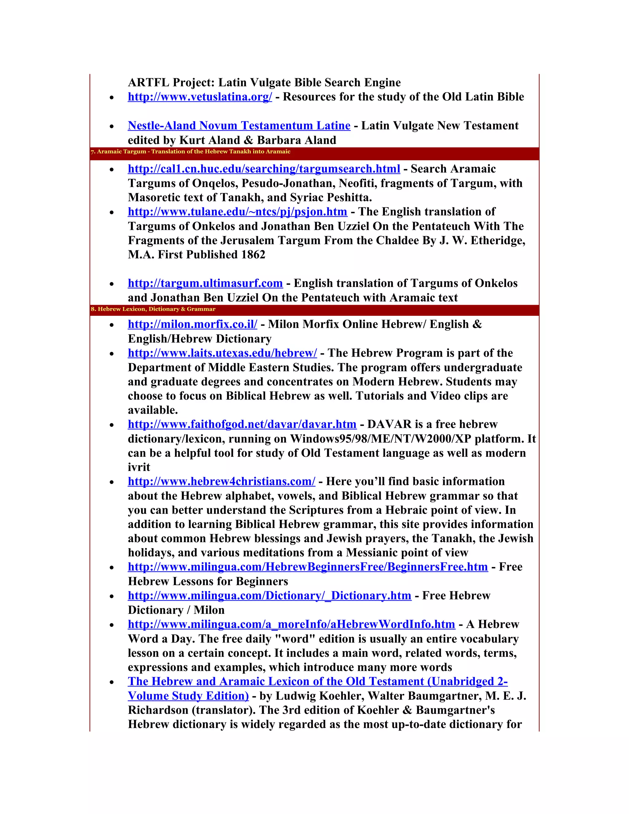 Ultimate online resources for bible scholars | DOC