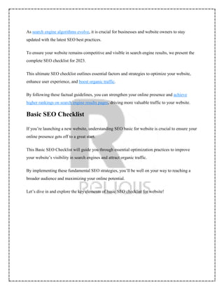 Ultimate SEO Checklist 2023: 42 Tips To Optimize Your Website | PDF ...