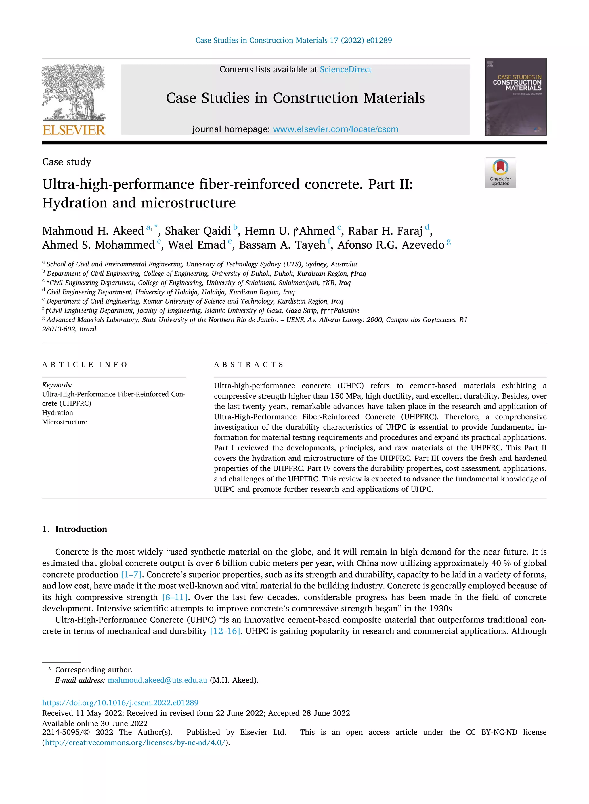 Ultra-high-performance fiber-reinforced concrete. Part II Hydration and ...
