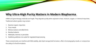 Ultra-high purity methanol ensures mRNA formulation safety | PPTX