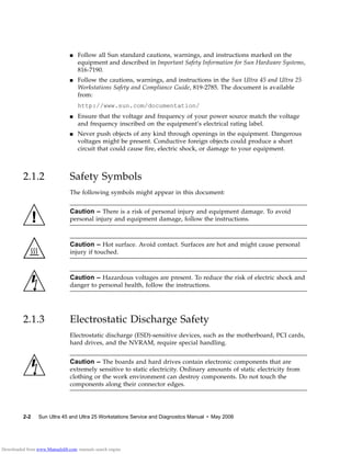 Sun UltraTM 45 and Ultra 25 Workstations Service and Diagnostics Manual ...