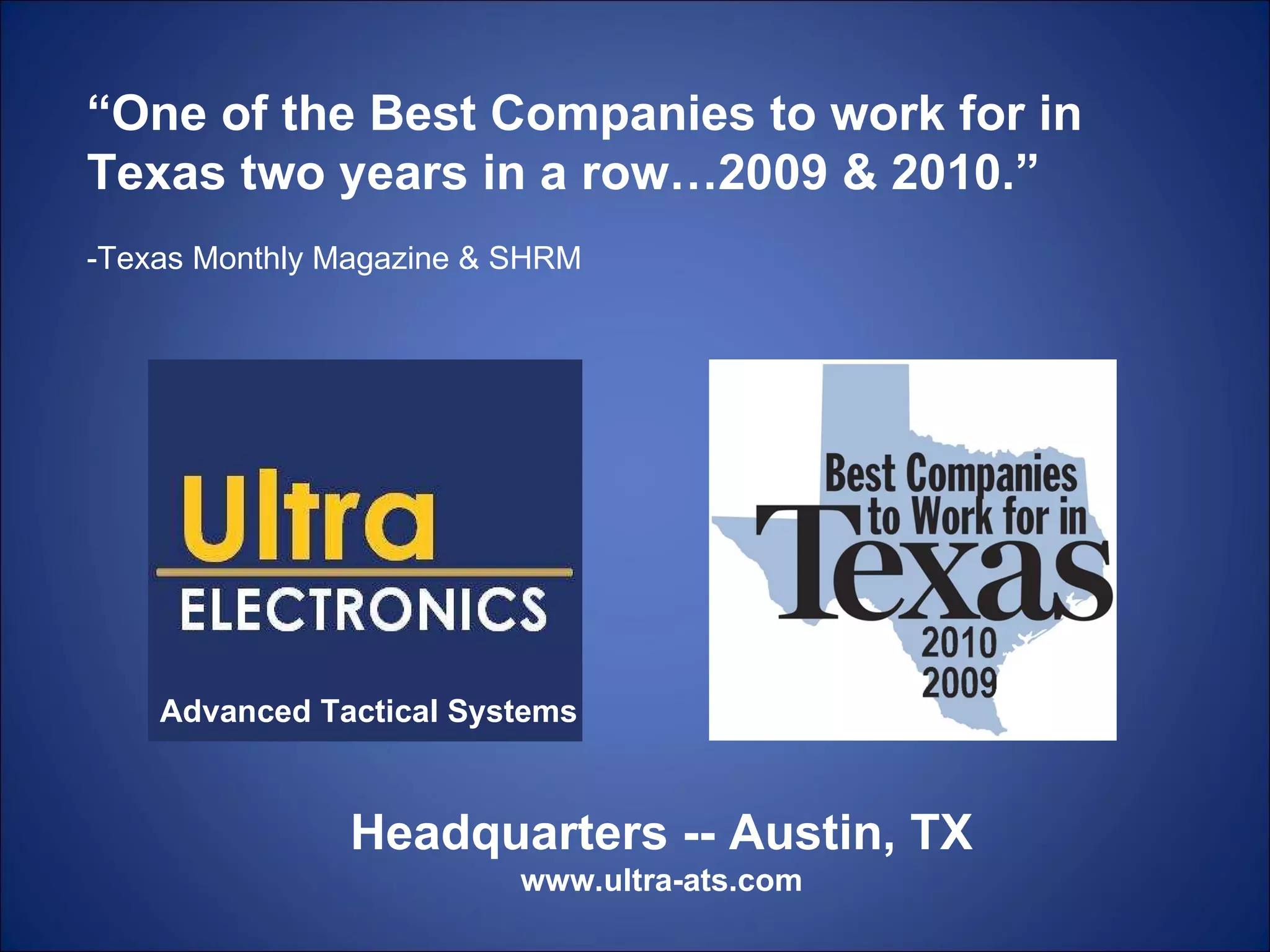 Ultra Electronics Advanced Tactical Systems | PPT