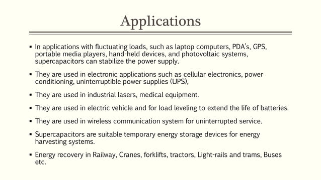 Ultracapacitors or Supercapacitors | PPTX | Consumer Electronics | Technology & Computing