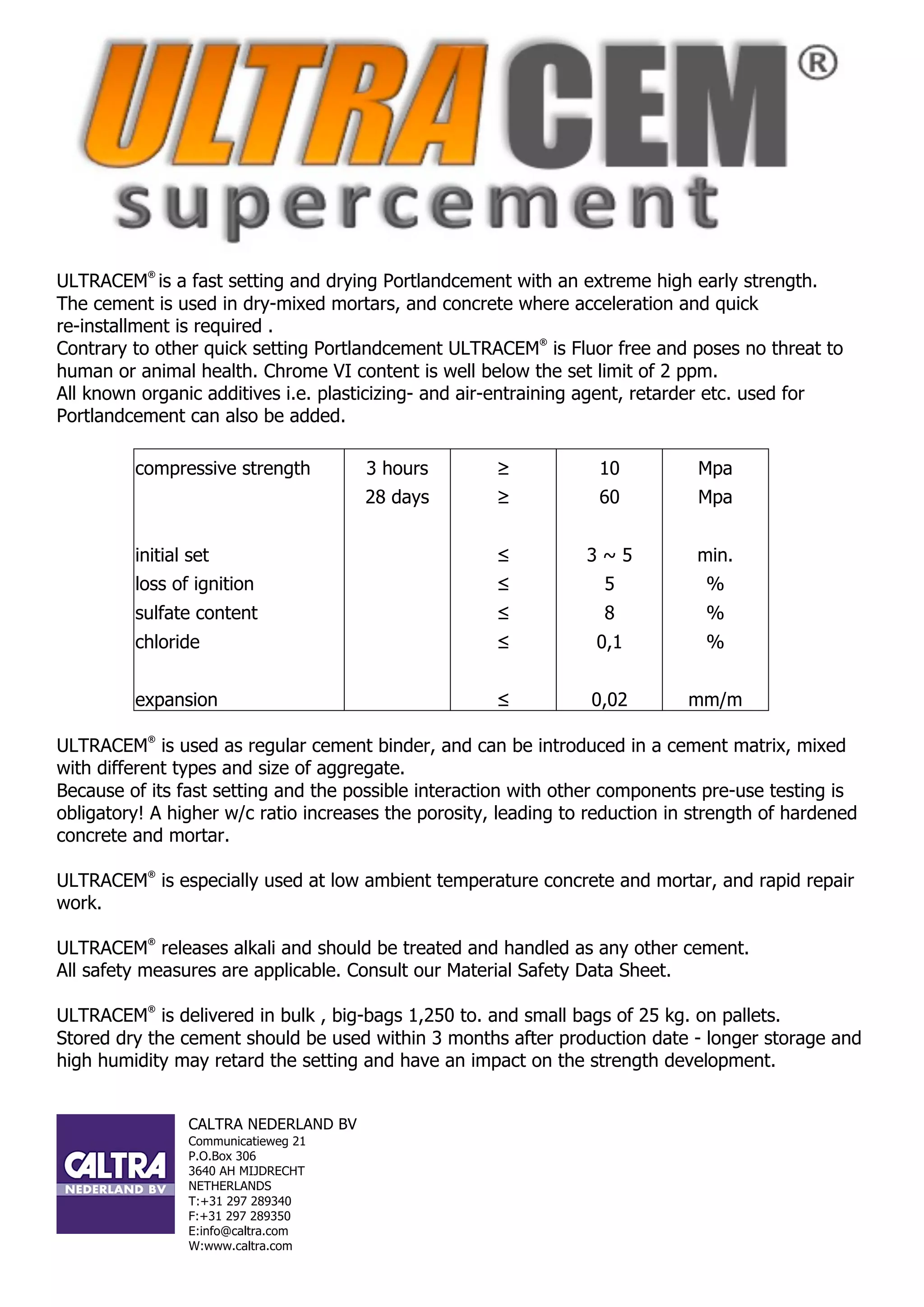 Ultracem Supercement tds | PDF | Chemistry | Science