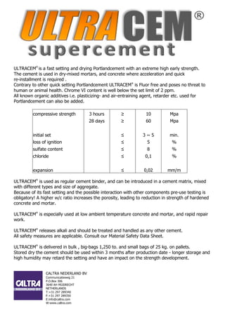 Ultracem Supercement tds | PDF | Chemistry | Science