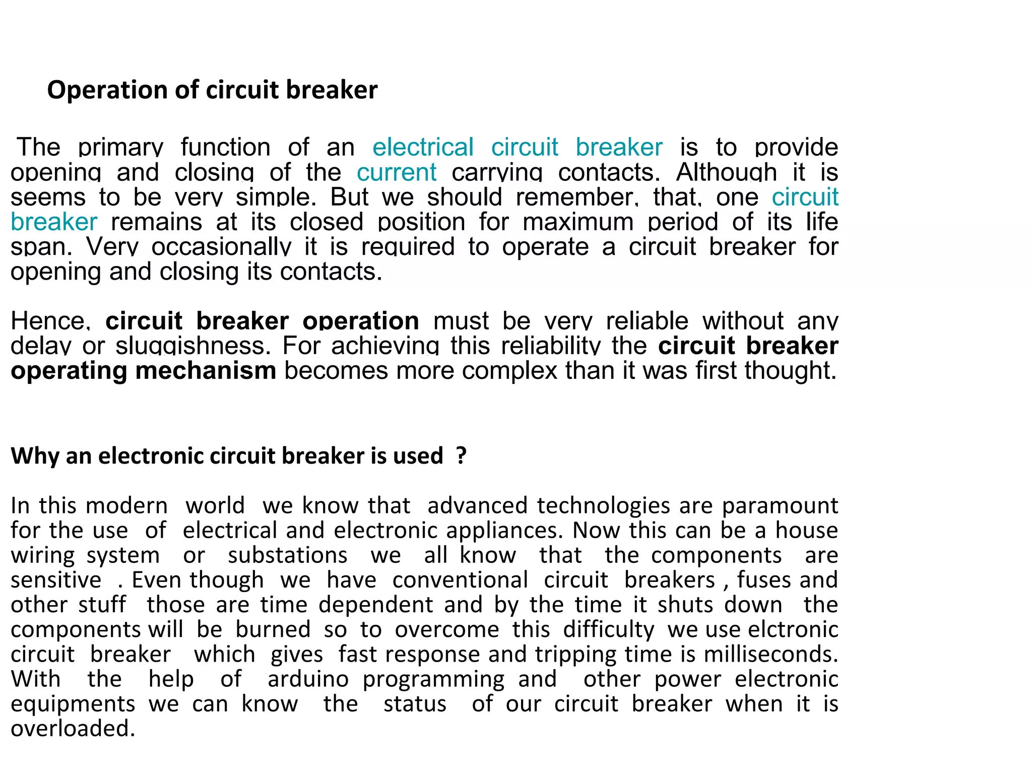 ELECTRONIC CIRCUIT BREAKER | PPTX