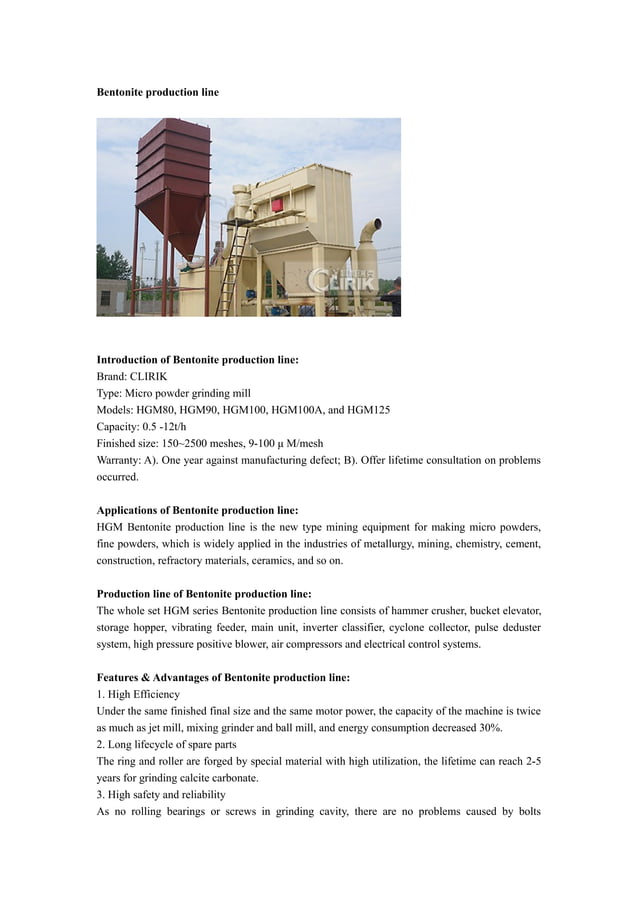 Bentonite Production Line