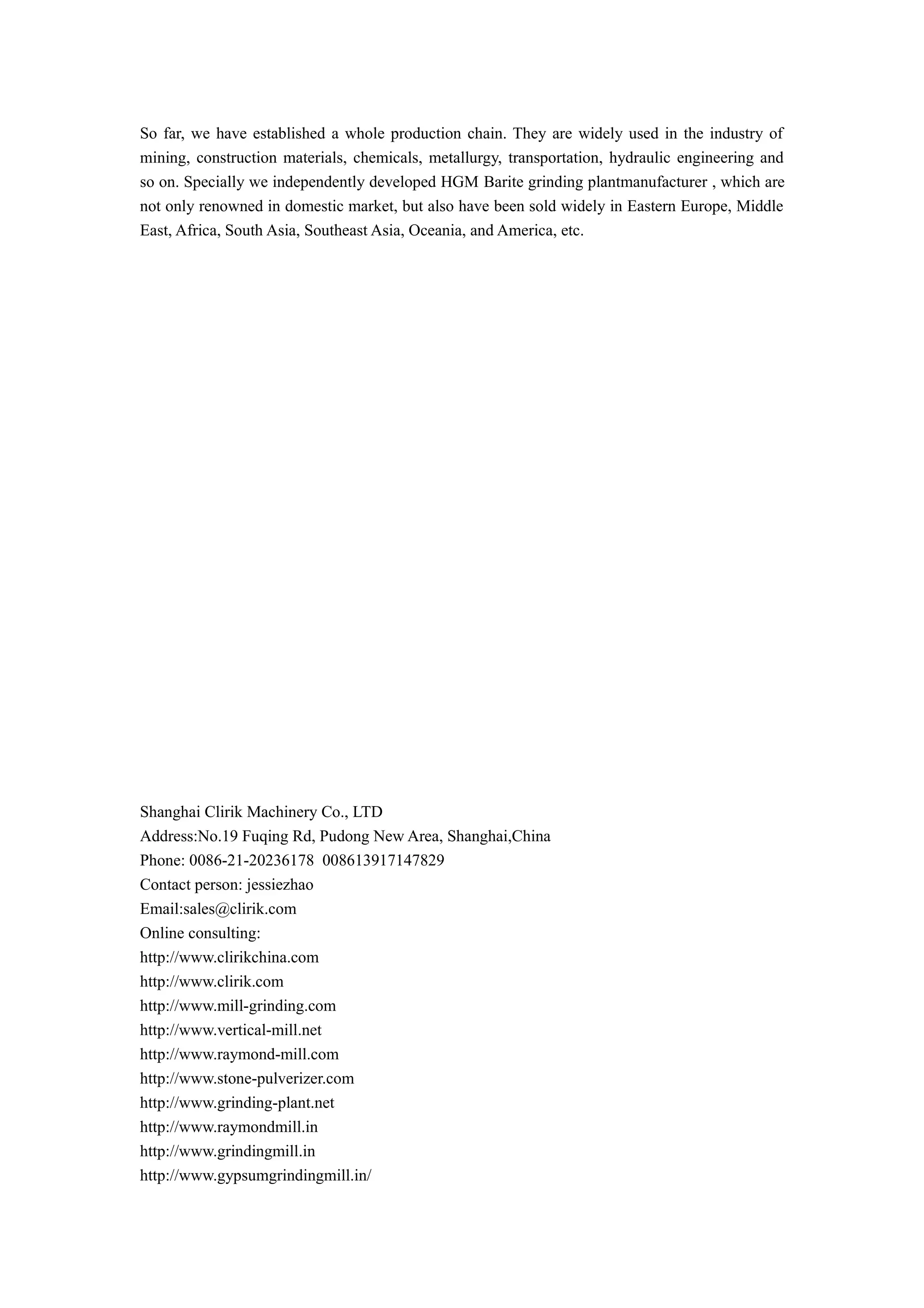 Grinding Plant For Barite | DOC