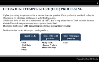 Ultra High Temperature Processing of Food Products | PDF