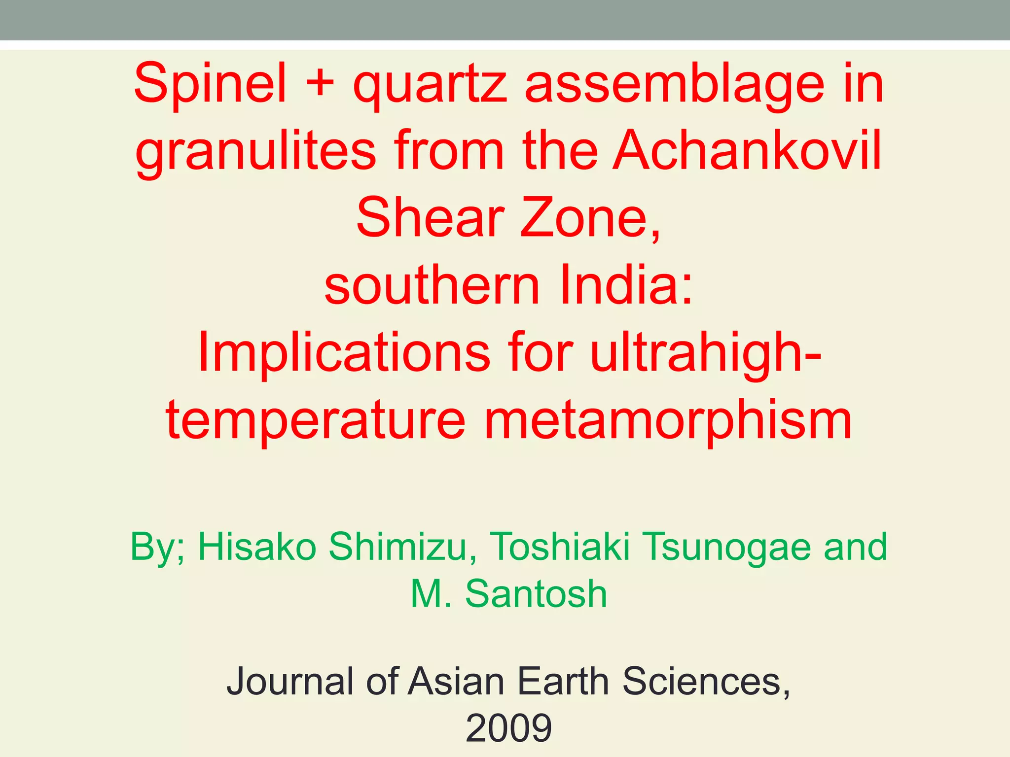Ultra high temperature metamorphism | PPTX