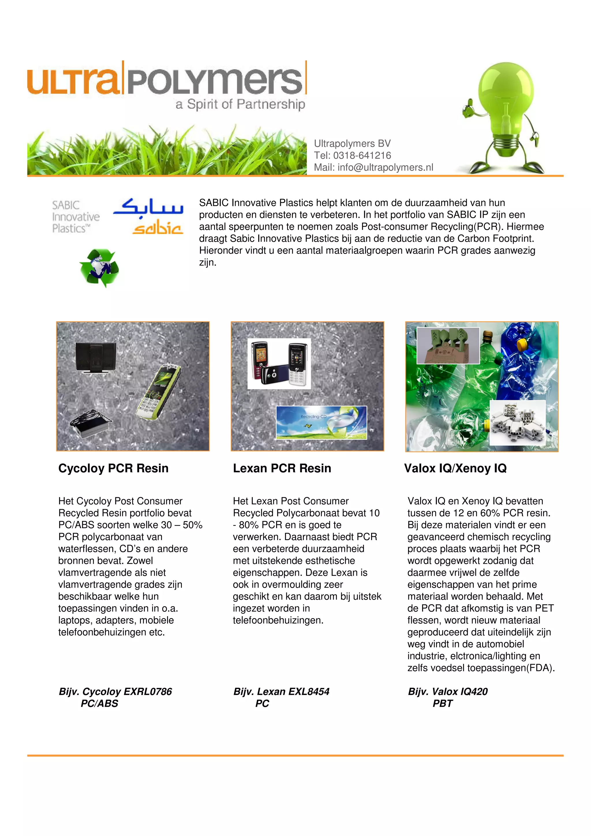 Ultrapolymers Groene Kunststoffen 2012 | PDF