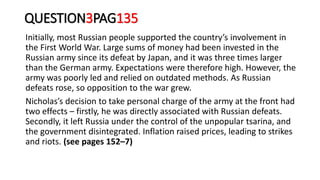 CAMBRIDGE AS HISTORY: RUSSIAN REVOLUTION MODULE. QUESTIONS AND ANSWERS ...