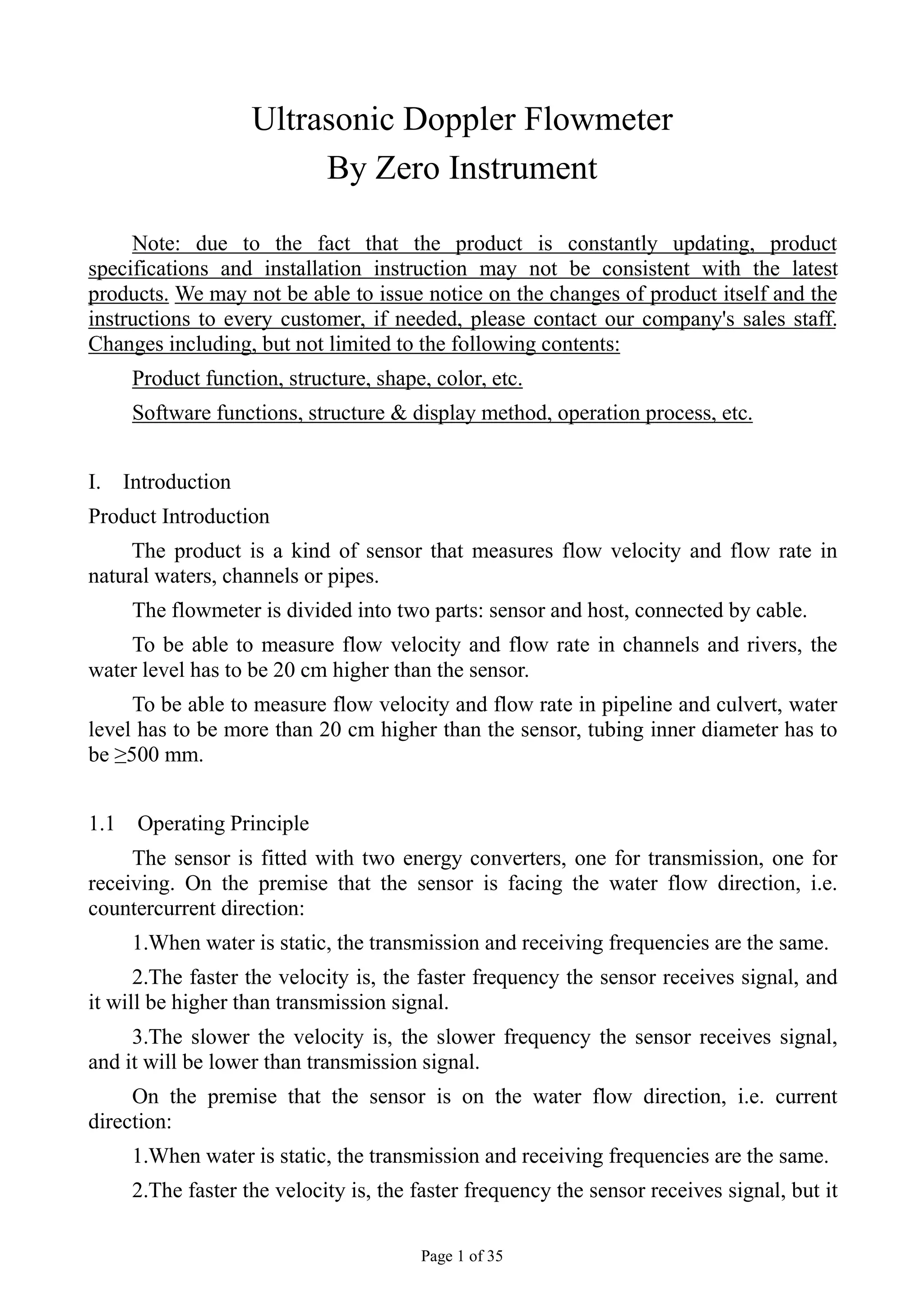 Ultrasonic doppler flowmeter user manual | PDF