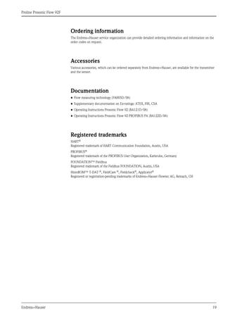 Ultrasonic flowmeter-Proline Prosonic Flow 92F | PDF