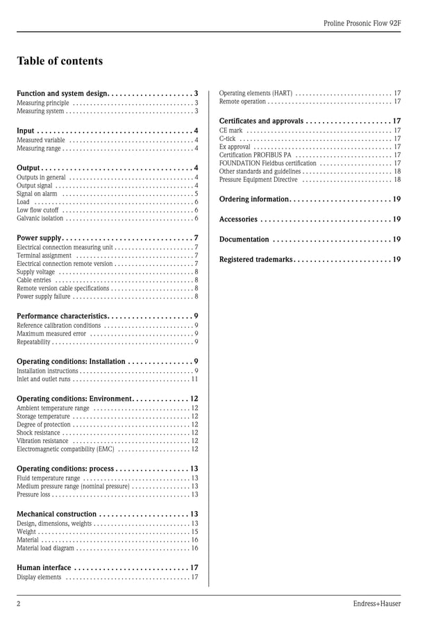 Ultrasonic flowmeter-Proline Prosonic Flow 92F | PDF