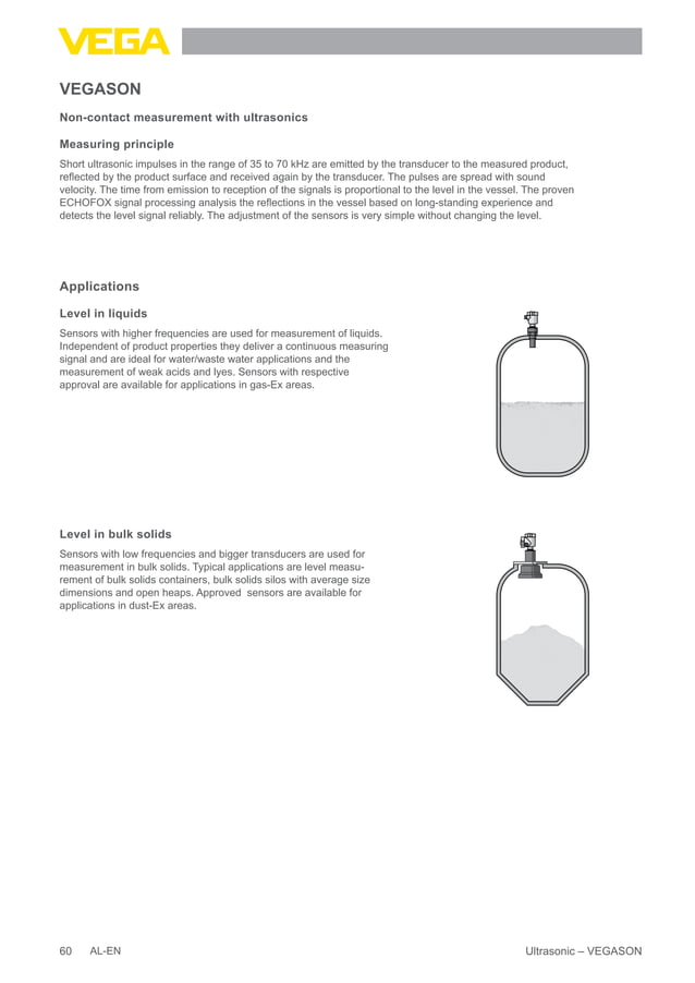 VEGA Ultrasonic Level Measurement - VEGASON Ultrasonic Level ...