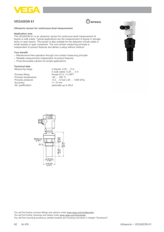 VEGA Ultrasonic Level Measurement - VEGASON Ultrasonic Level ...