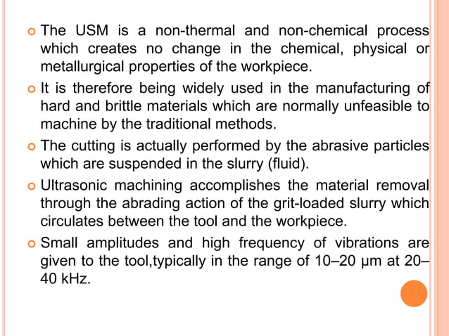 Ultrasonic machining process (USM) | PPTX | Physics | Science